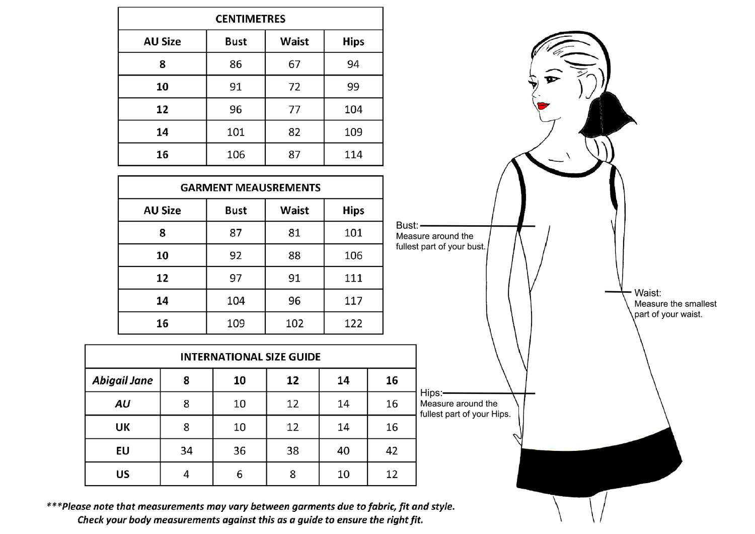 Size Guide – Abigail Jane